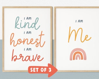 Kid Affirmations, Homeschool Art, Colorful Wall Art, Printable, Nursery ...