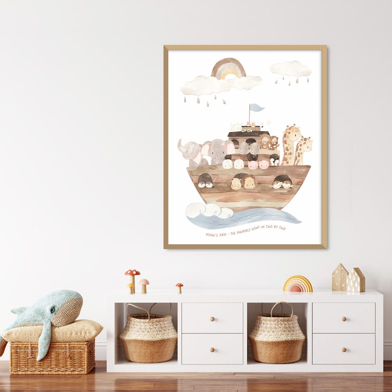 Noahs Ark Nursery Prints Set of 3 Printables Cute Animal - Etsy