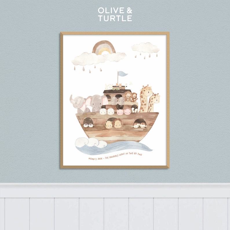 Noahs Ark Nursery Prints Set of 3 Printables Cute Animal | Etsy