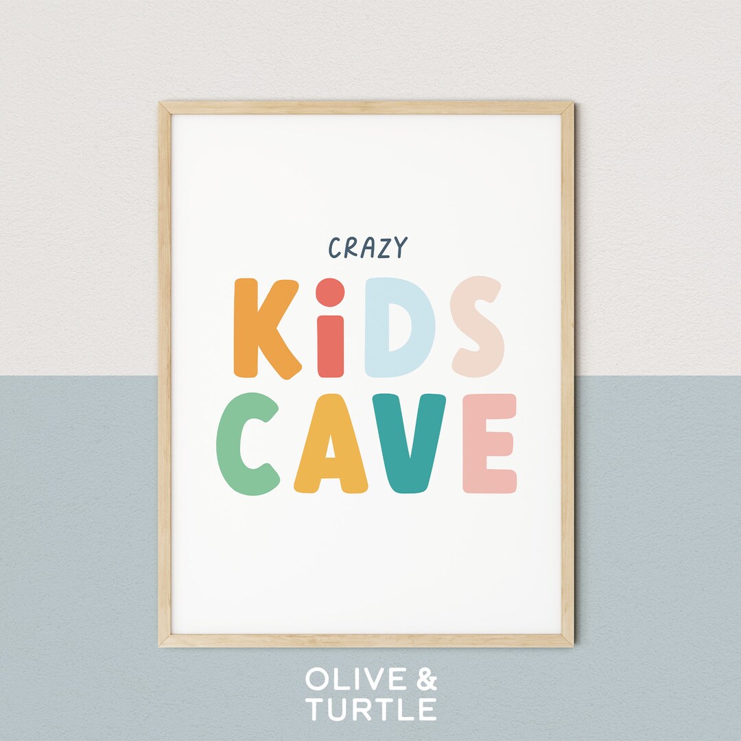 Crazy Kid Cave Print, Kid Cave Sign, Playroom Decor, Playroom Prints ...