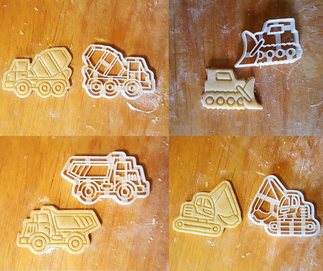 4 Piece Heavy Work Machinery Vehicles Set Cookie Cutter Great for ...
