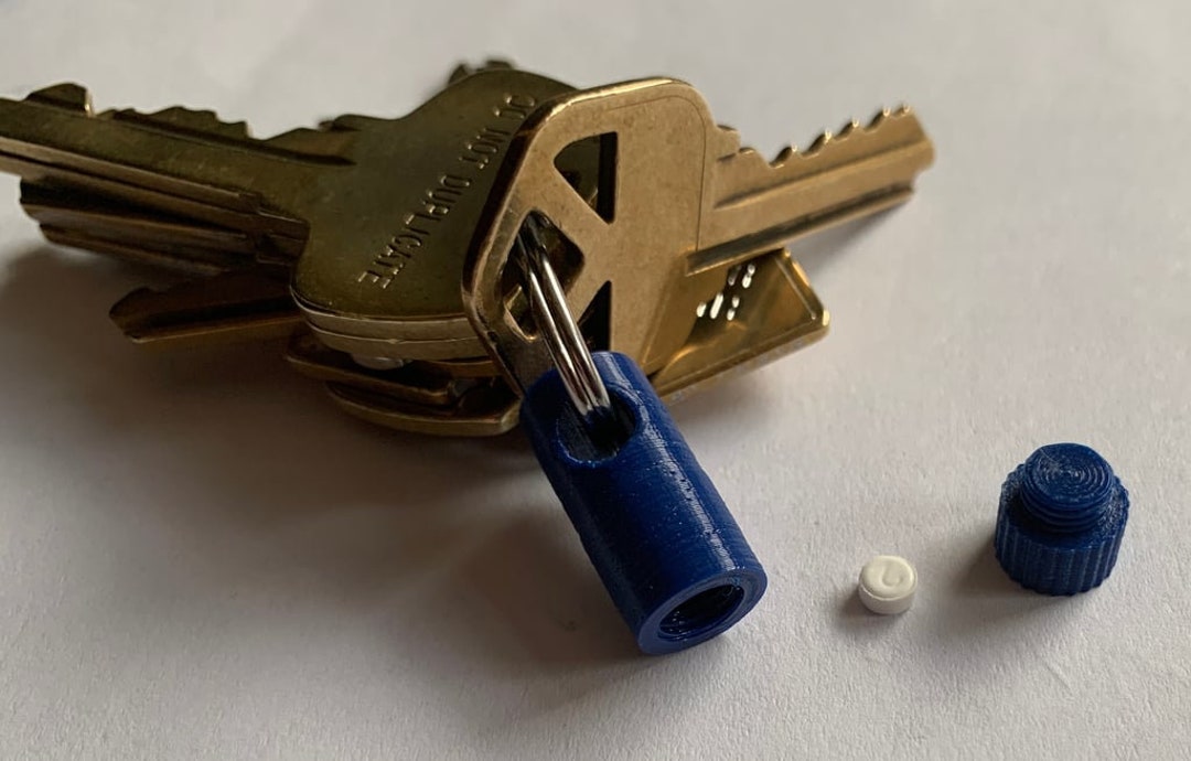 2x Small Medication Pill Box Nitro-glycerine Keyring Chain Holder ...