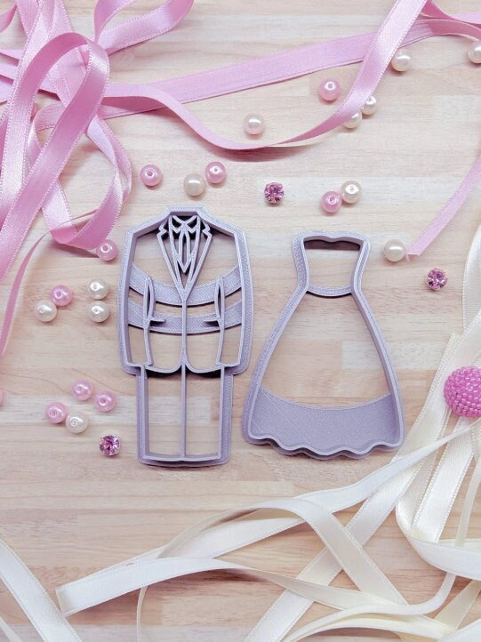 Set of Two Bride and Groom Suit & Dress Cookie Cutters Great for Pastry ...