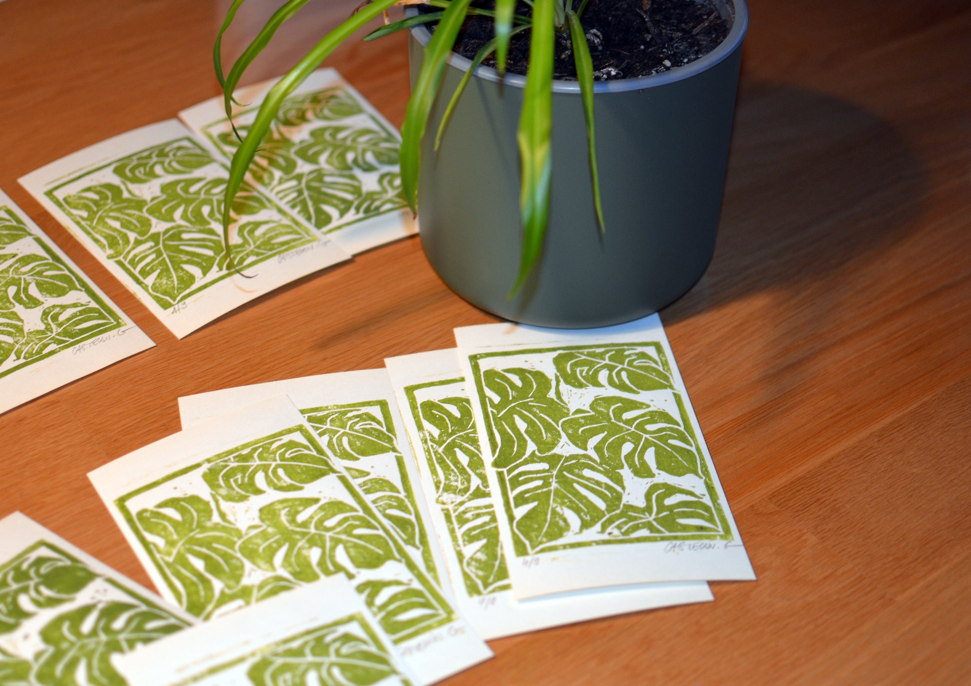 Monstera Linocut - Etsy