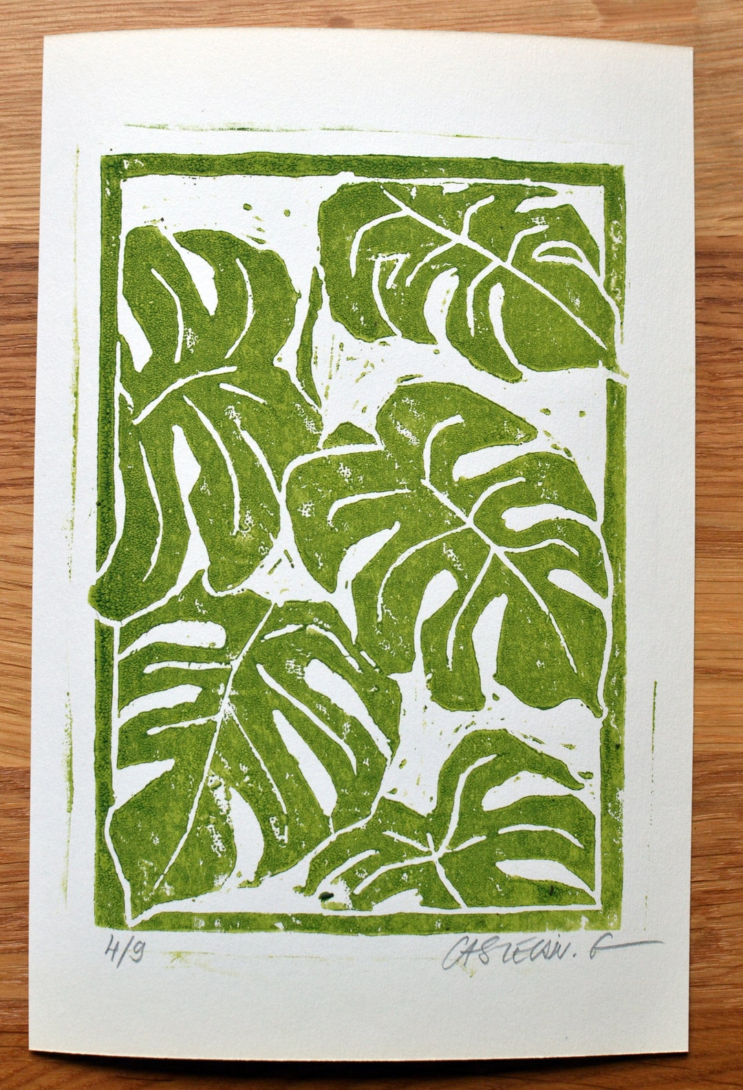 Monstera Linocut - Etsy