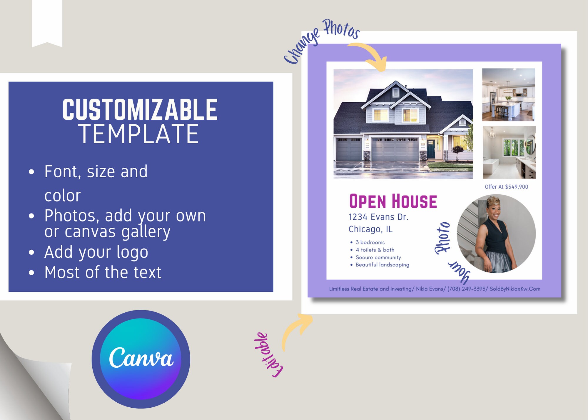 Open House Template for Canva - Etsy