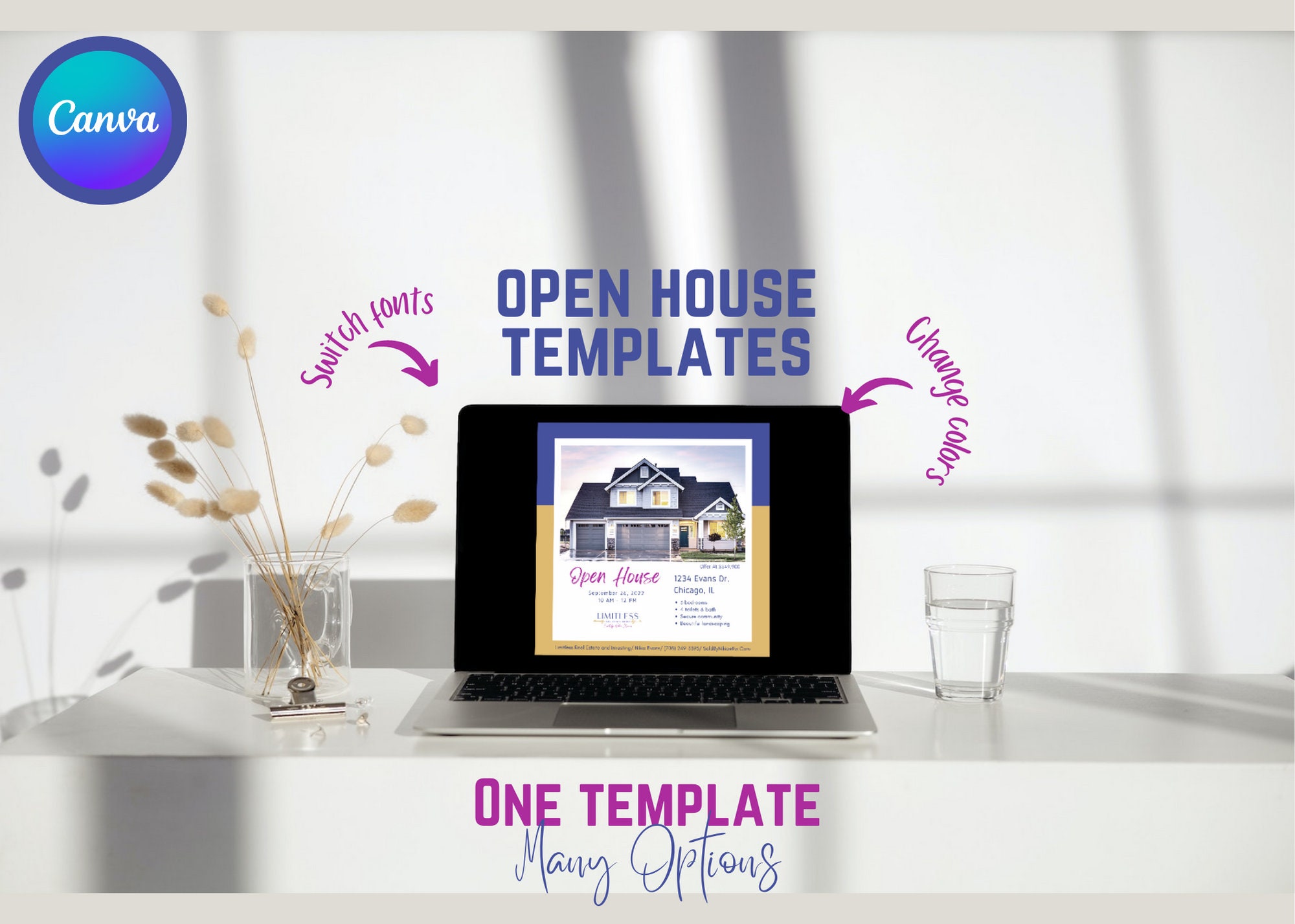 Open House Template for Canva - Etsy