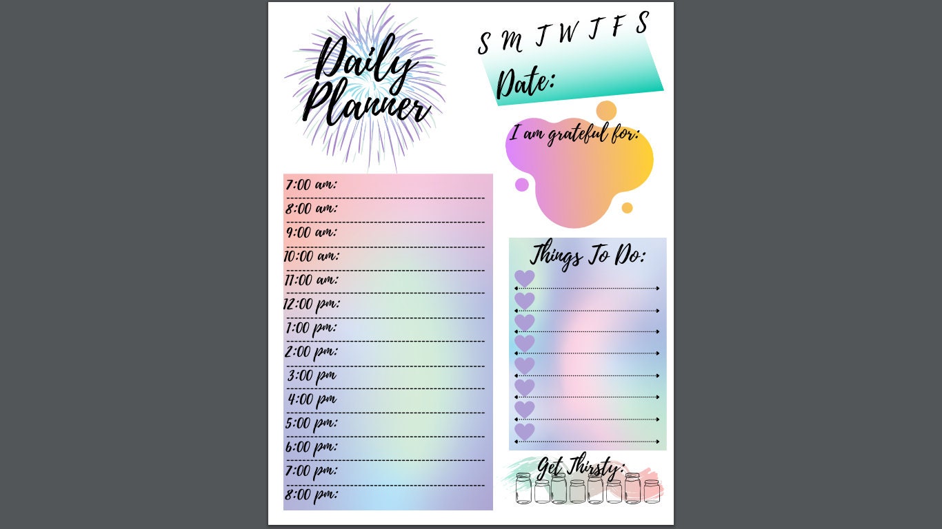 Neon Daily Planner Template - Etsy