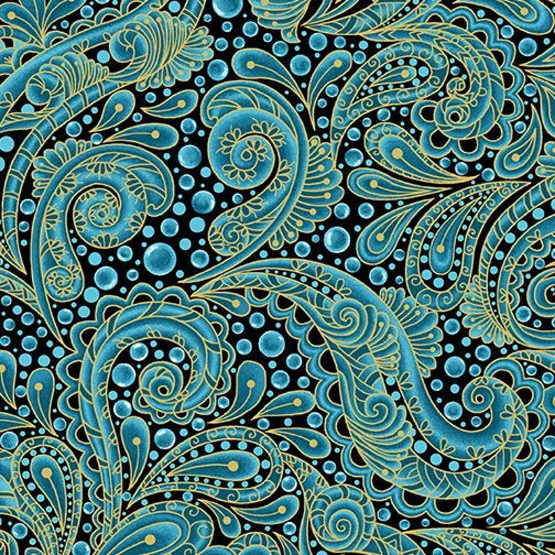 Bubble Paisley Turquoise-hooked on Fish-13005m-84 - Etsy