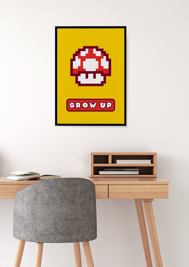 Super Mario Brothers Inspired Poster Grow up Video Game | Etsy