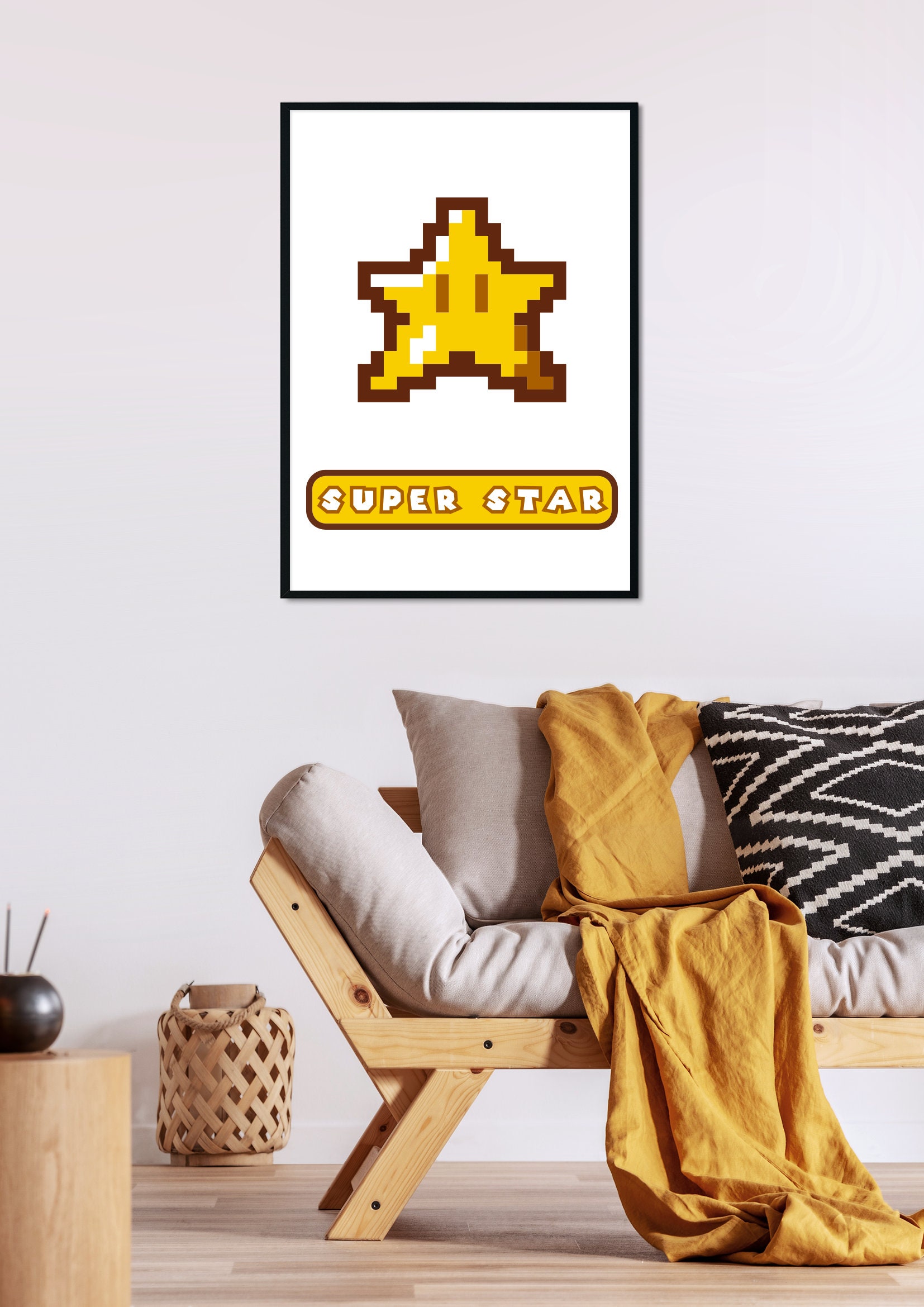 Super Mario Brothers Inspired Poster - Super Star - Nursery Wall Art ...