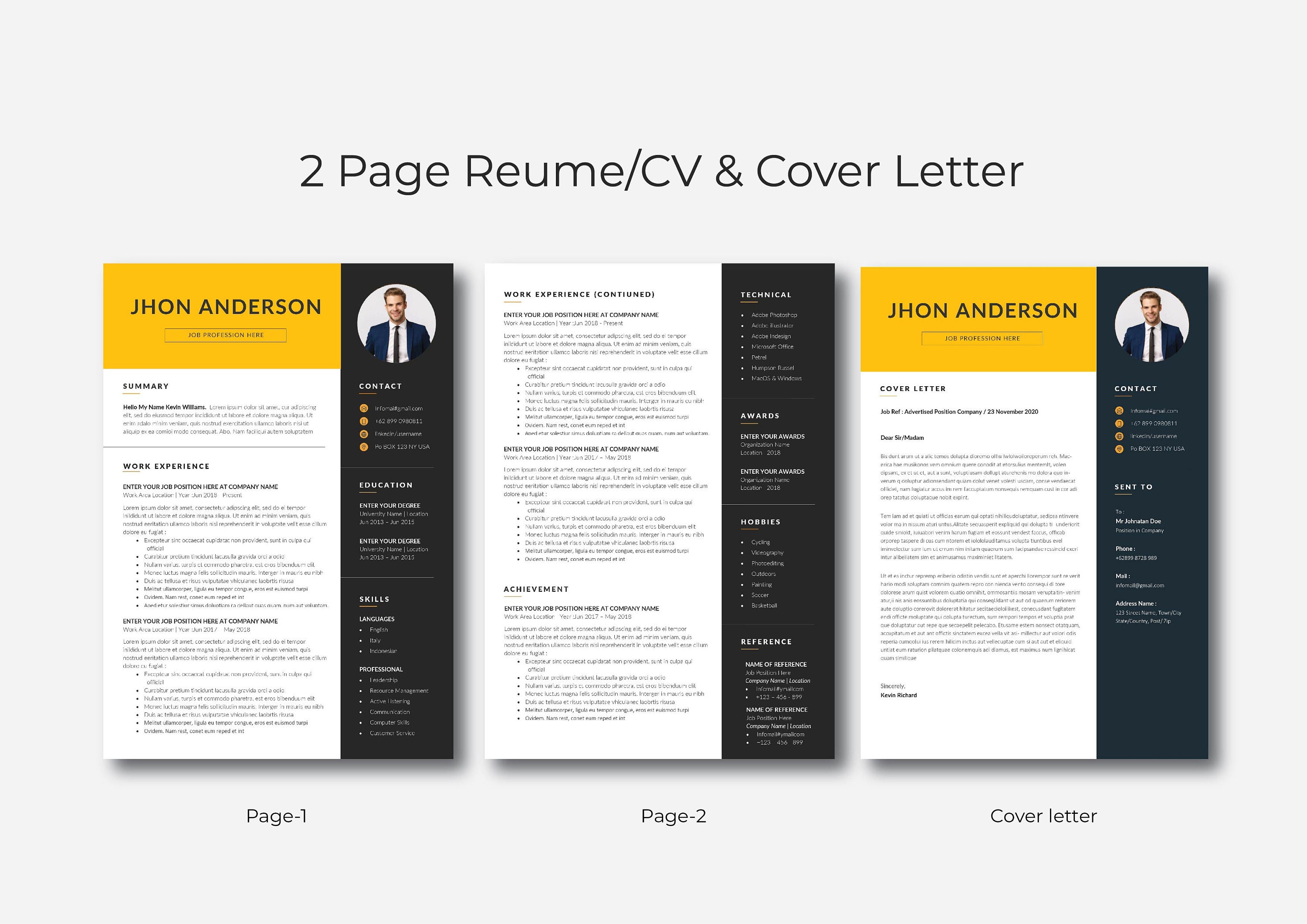 Nieuwe 2022 CV Template. Professioneel CV Sjabloon. Eenvoudig - Etsy België