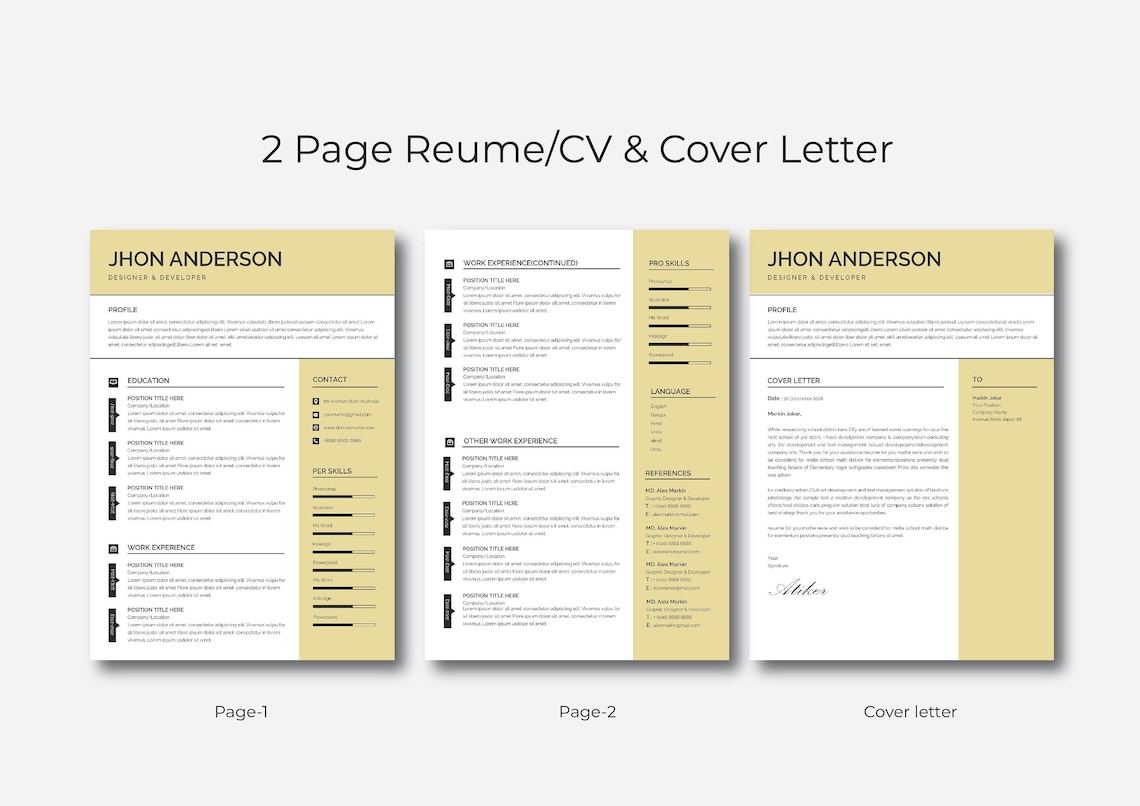 New 2022 Resume Template. Professional CV Template. Easily - Etsy