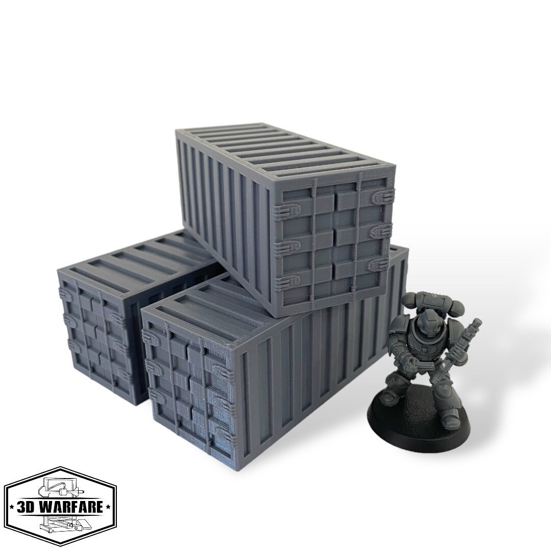 3x Shipping Containers Scenery Terrain for 28/32mm Tabletop Miniature ...