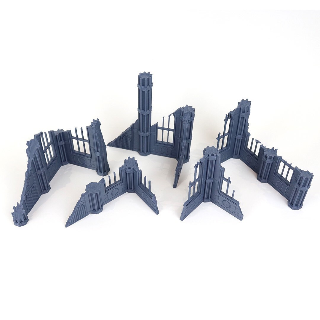 Bundle of Five Corner Gothic Ruined Buildings Scenery Terrain for 28mm ...