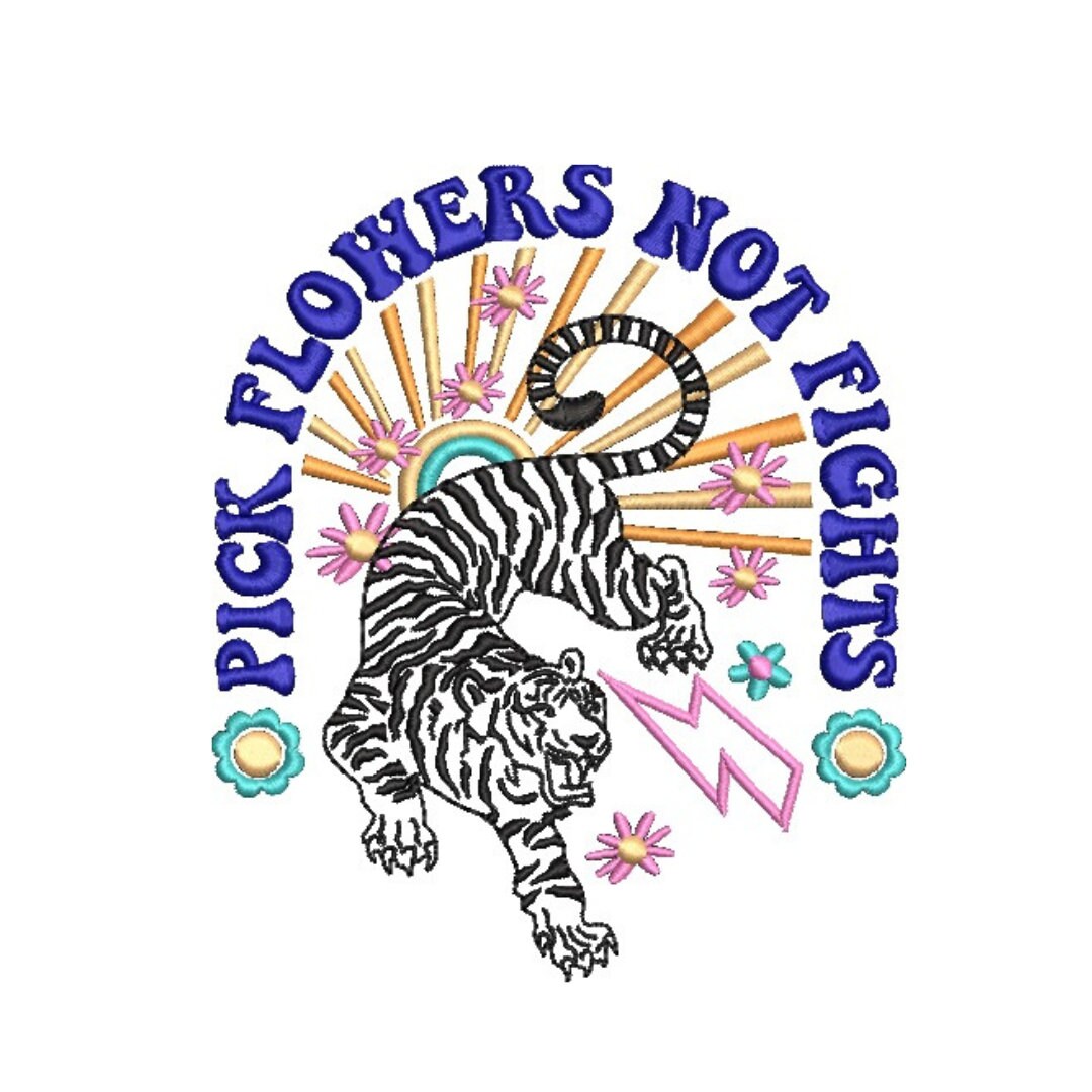 Matrix Machine Embroidery Tiger Flowers Fashion Pick Flower 14cm ...