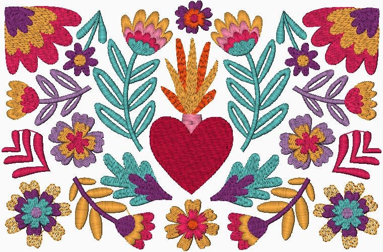 Machine Embroidery Design Boho Flower Milagritos Folk Style Includes 7 ...