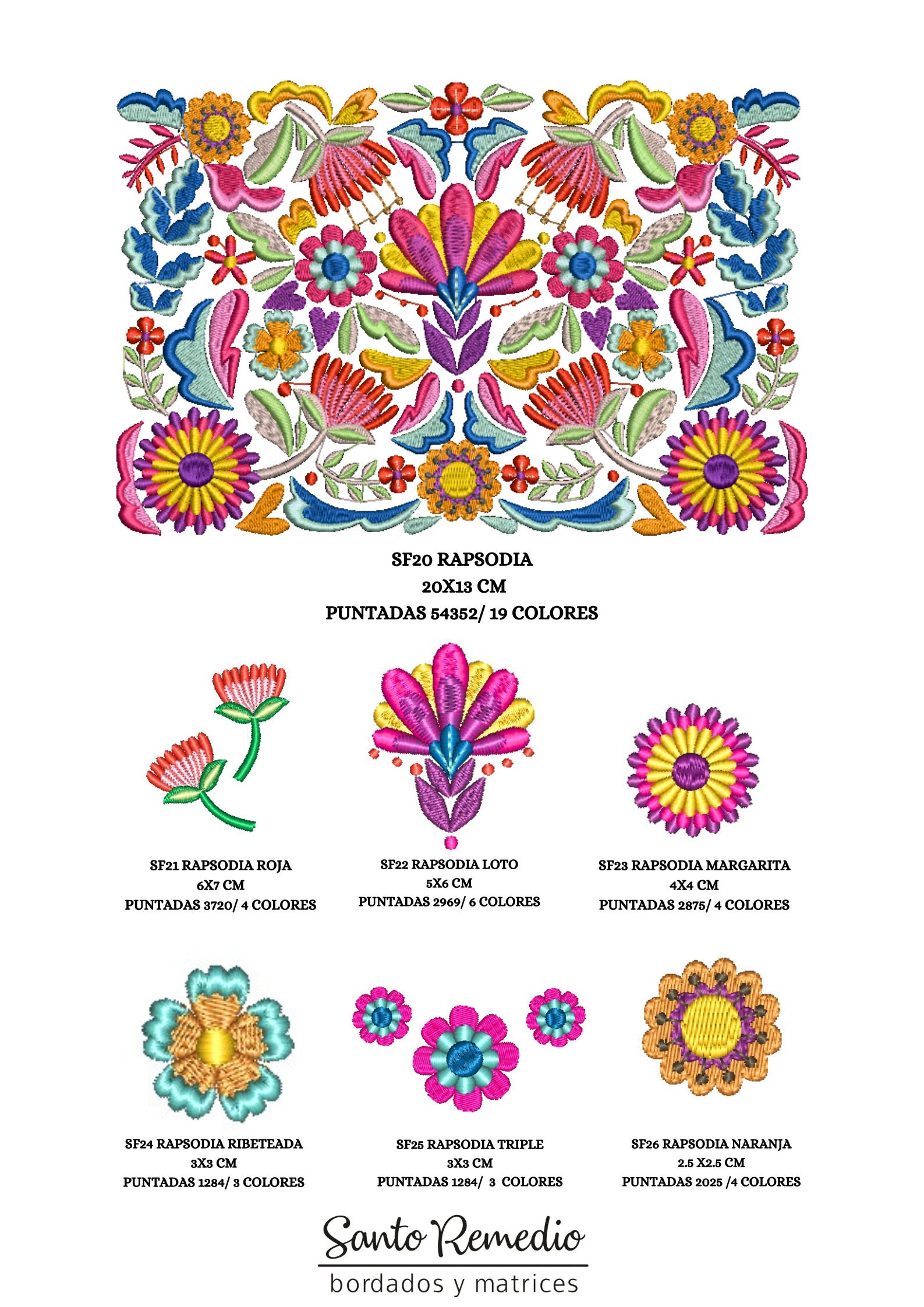 Matrix Machine Embroidery Flower Rhapsody Mexican Style Includes 7 ...
