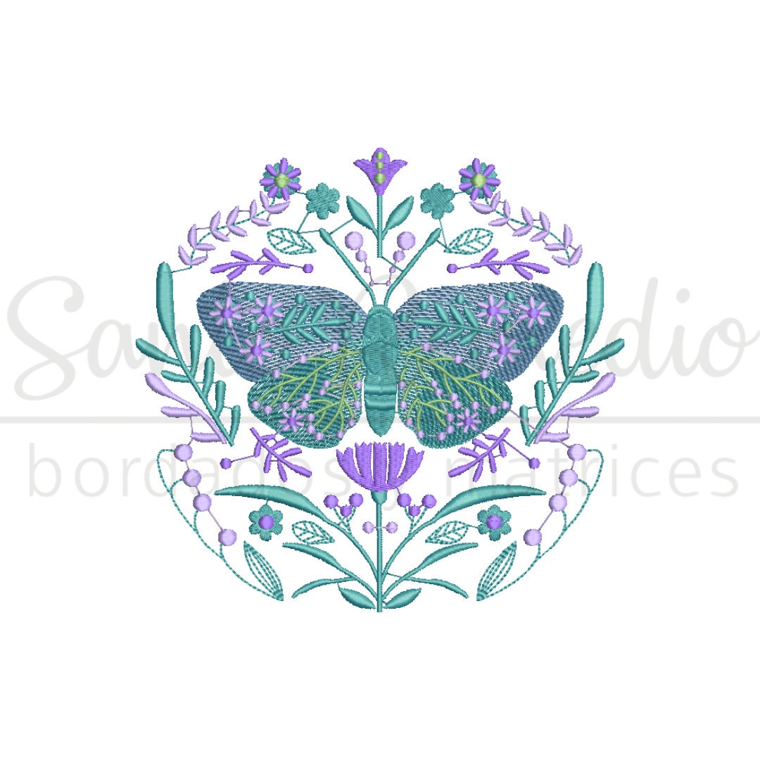 Matrix Embroidery Floral Butterfly Pack 10cm 2 Measurements Butterflies ...