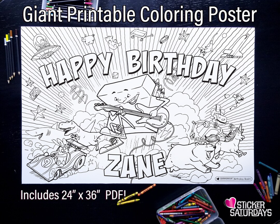 Custom Printable Birthday Coloring Poster 24x36 Poster - Etsy
