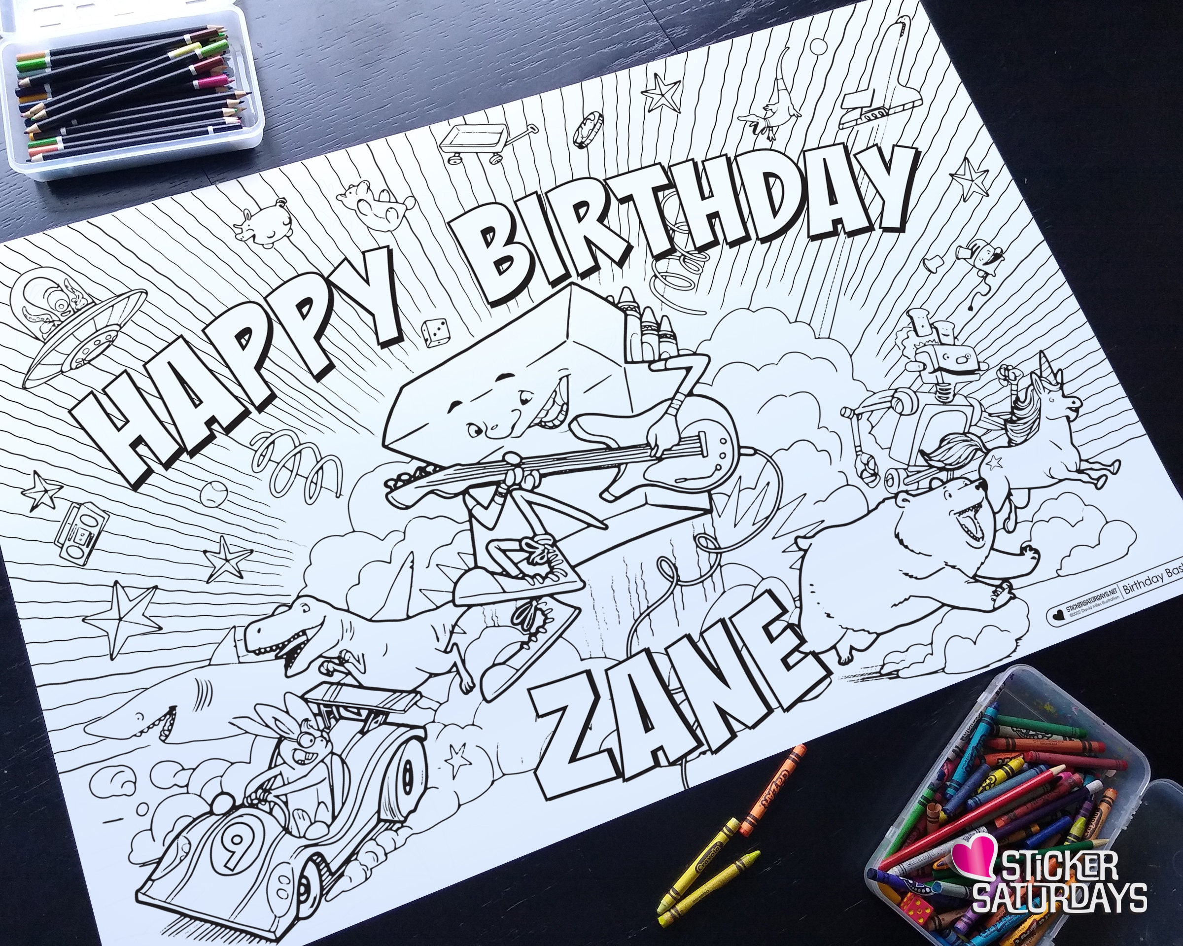 Custom Printable Birthday Coloring Poster 24x36 Poster - Etsy