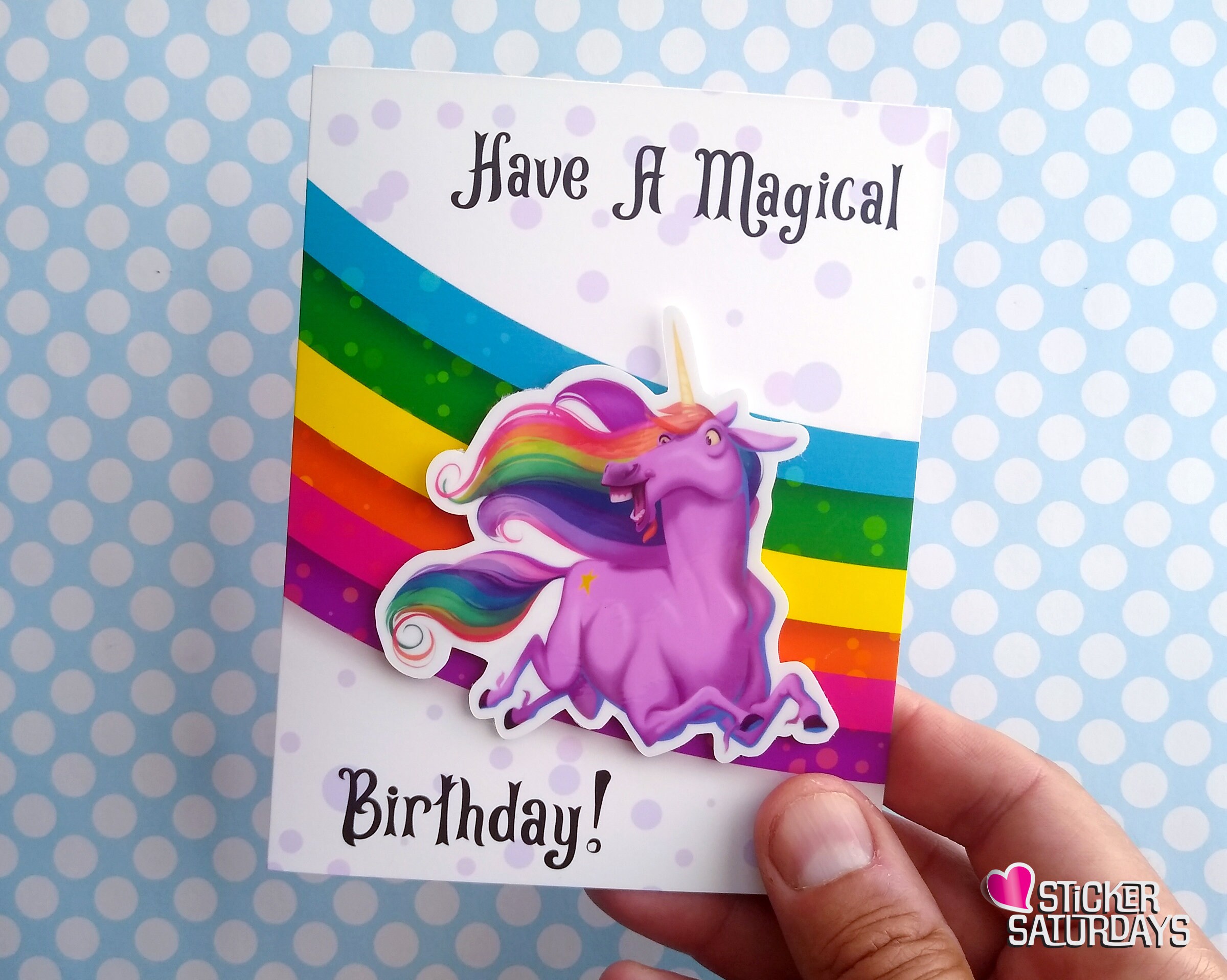 Magical Unicorn Birthday Card Includes Unicorn Sticker - Etsy