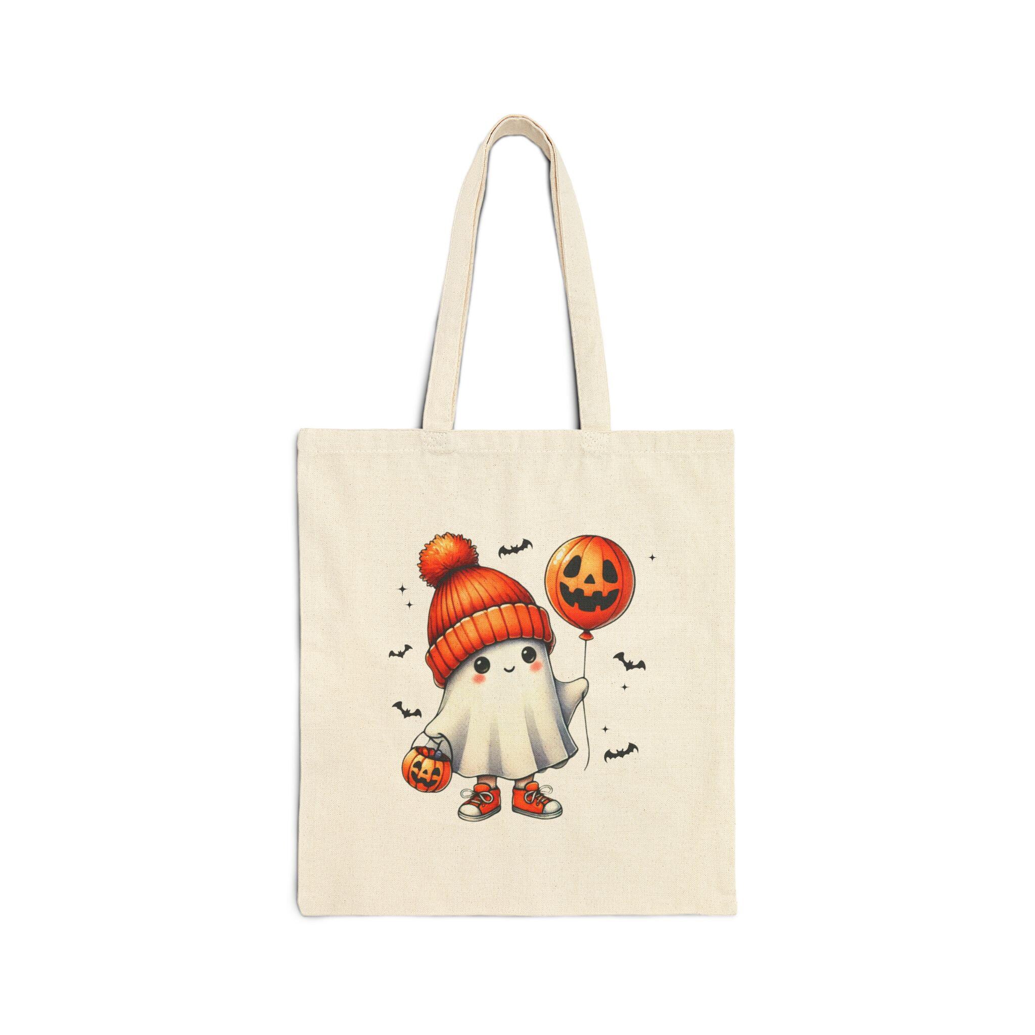 Cute Ghost Tote Bag, Trick or Treat Bag, Candy Bag, Ghost With Balloon ...