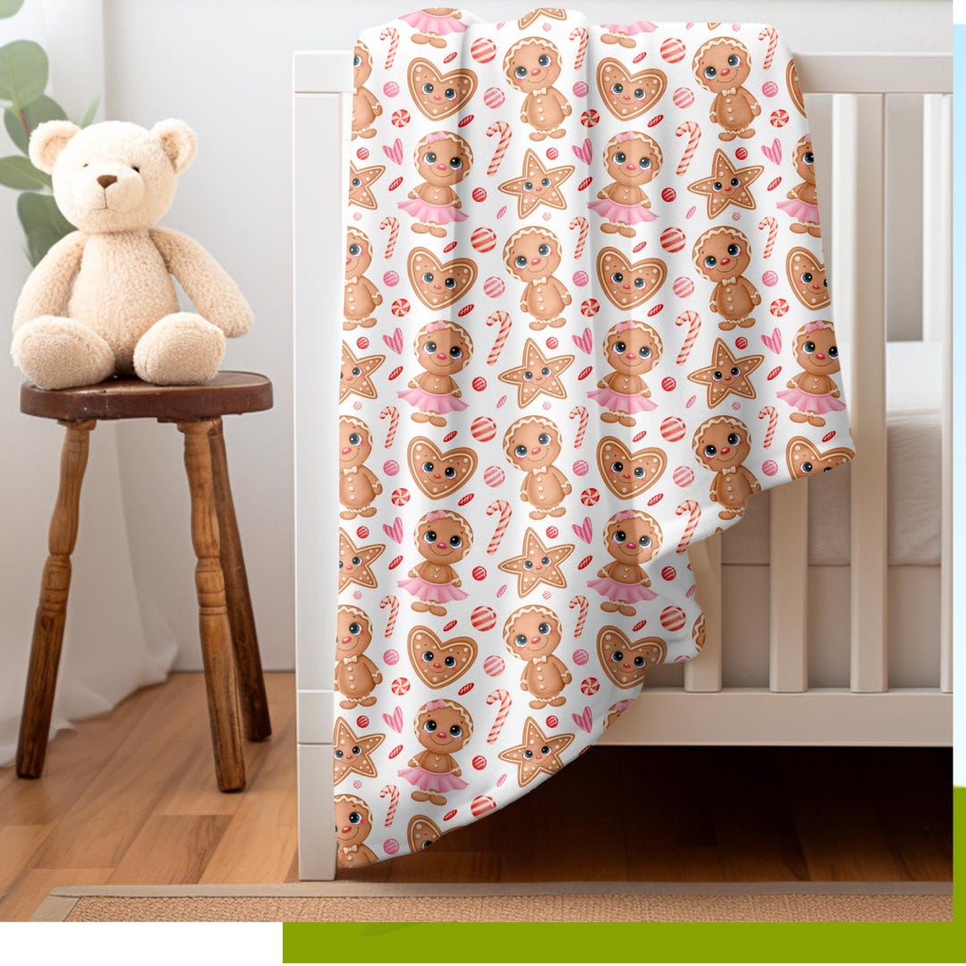 Holiday Velveteen Throw Blanket, Cute Gingerbread Cookie Design ...