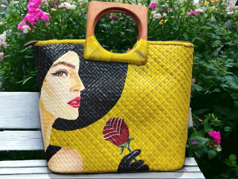 Ladies Unique Premium 'banig' Bag Woven Handmade Hand-painted With ...