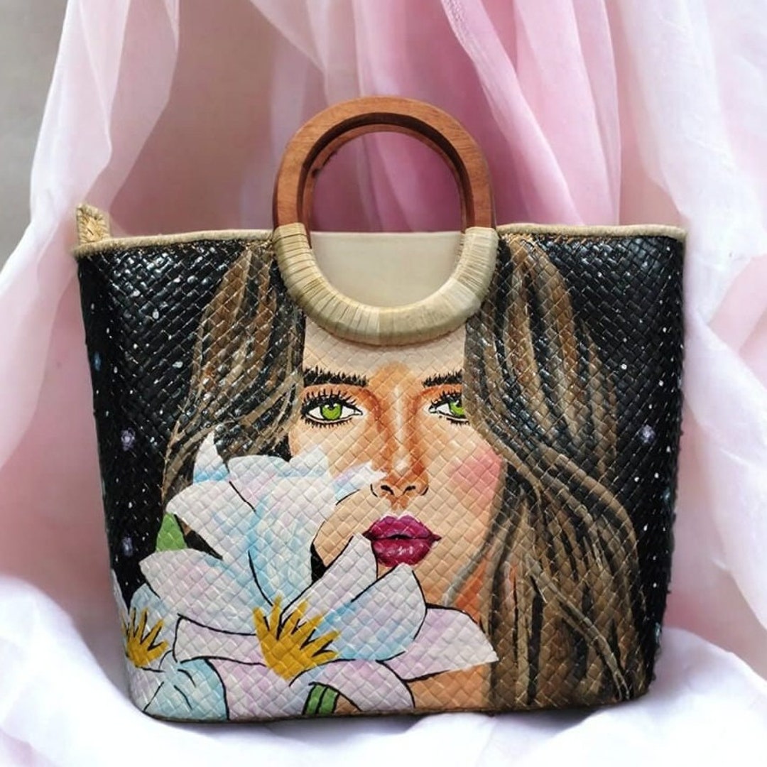 Ladies Large Premium 'banig' Bag Woven Handmade Hand-painted With ...
