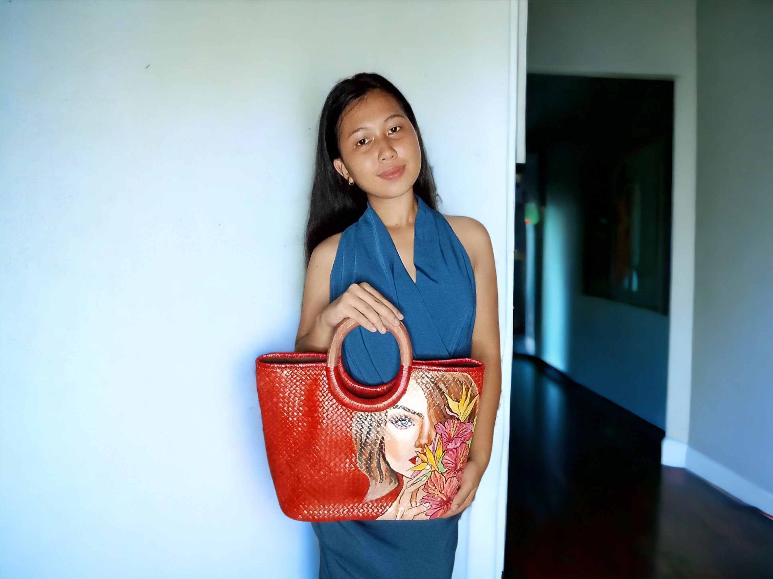 Ladies Large Premium 'banig' Bag Woven Handmade Hand-painted With ...