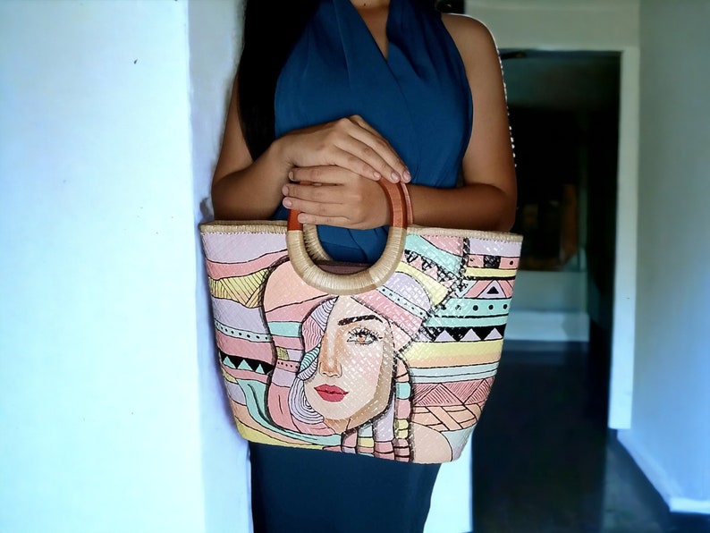 Ladies Large Premium 'banig' Bag Woven Handmade Hand-painted With ...