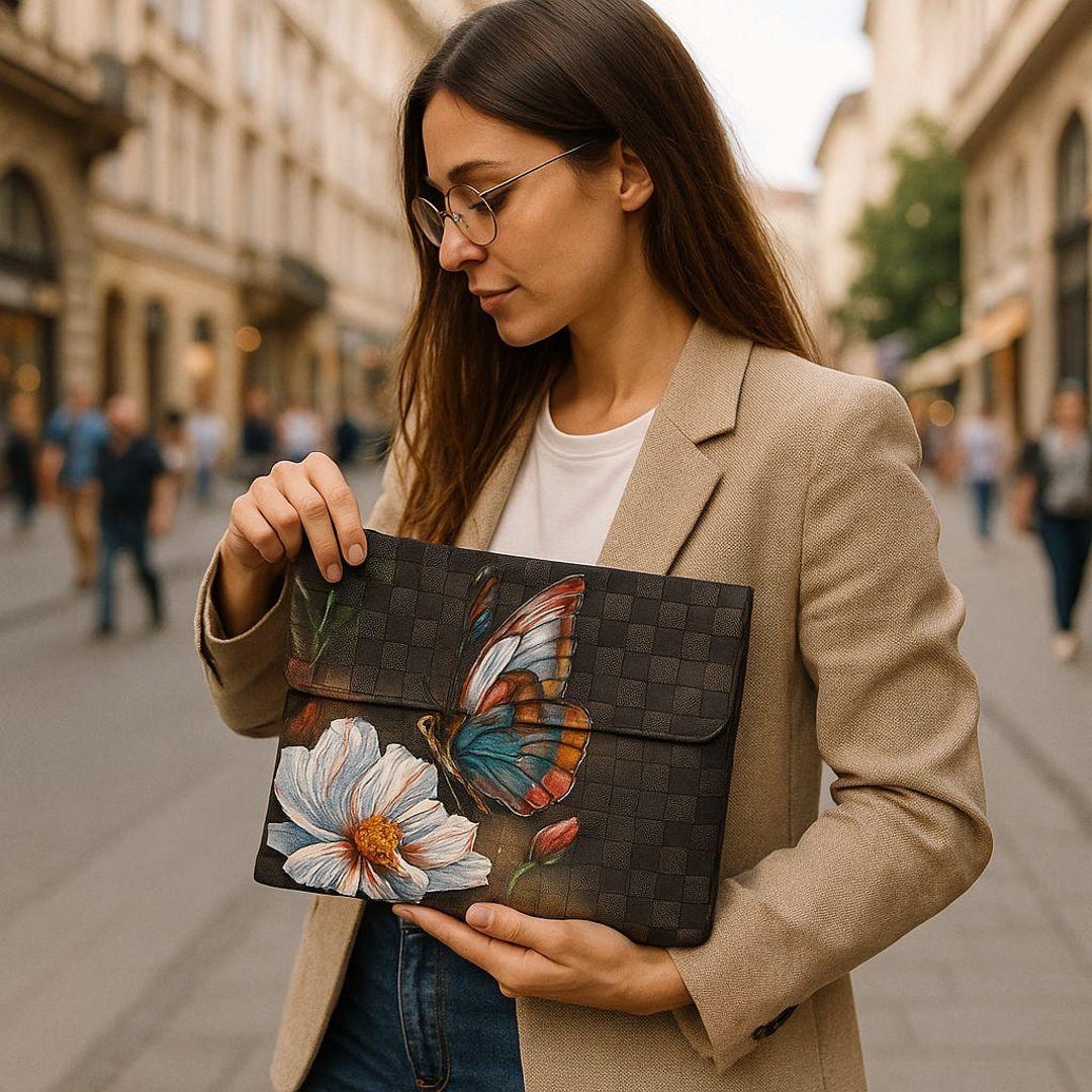 Free Postage - Handwoven Hand-painted Large Ladies Pouch Unique Artisan ...