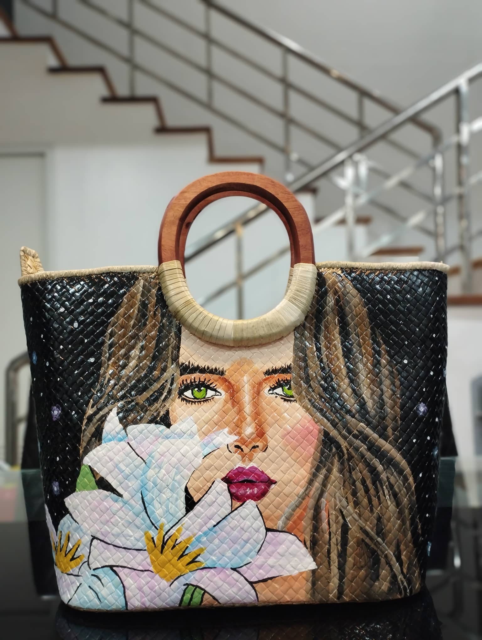 Ladies Large Premium 'banig' Bag Woven Handmade Hand-painted With ...
