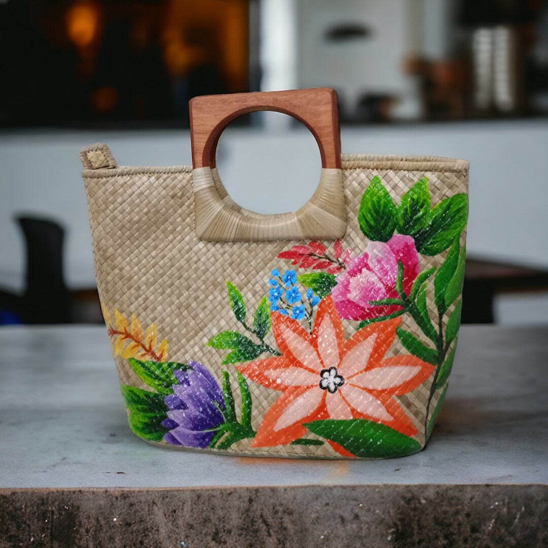 Ladies Large Premium 'banig' Bag Woven Handmade Hand-painted With ...