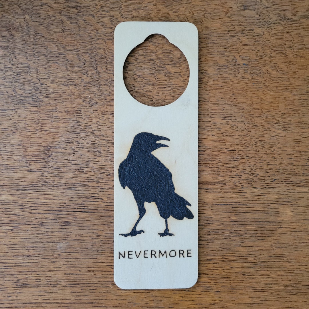 Solar Pyrography Raven Door Hanger - Nevermore, Handmade Rustic Decor ...