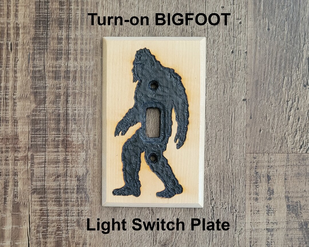 Handmade Bigfoot Light Switch Cover, Solar Wood Burning, Rustic Decor ...