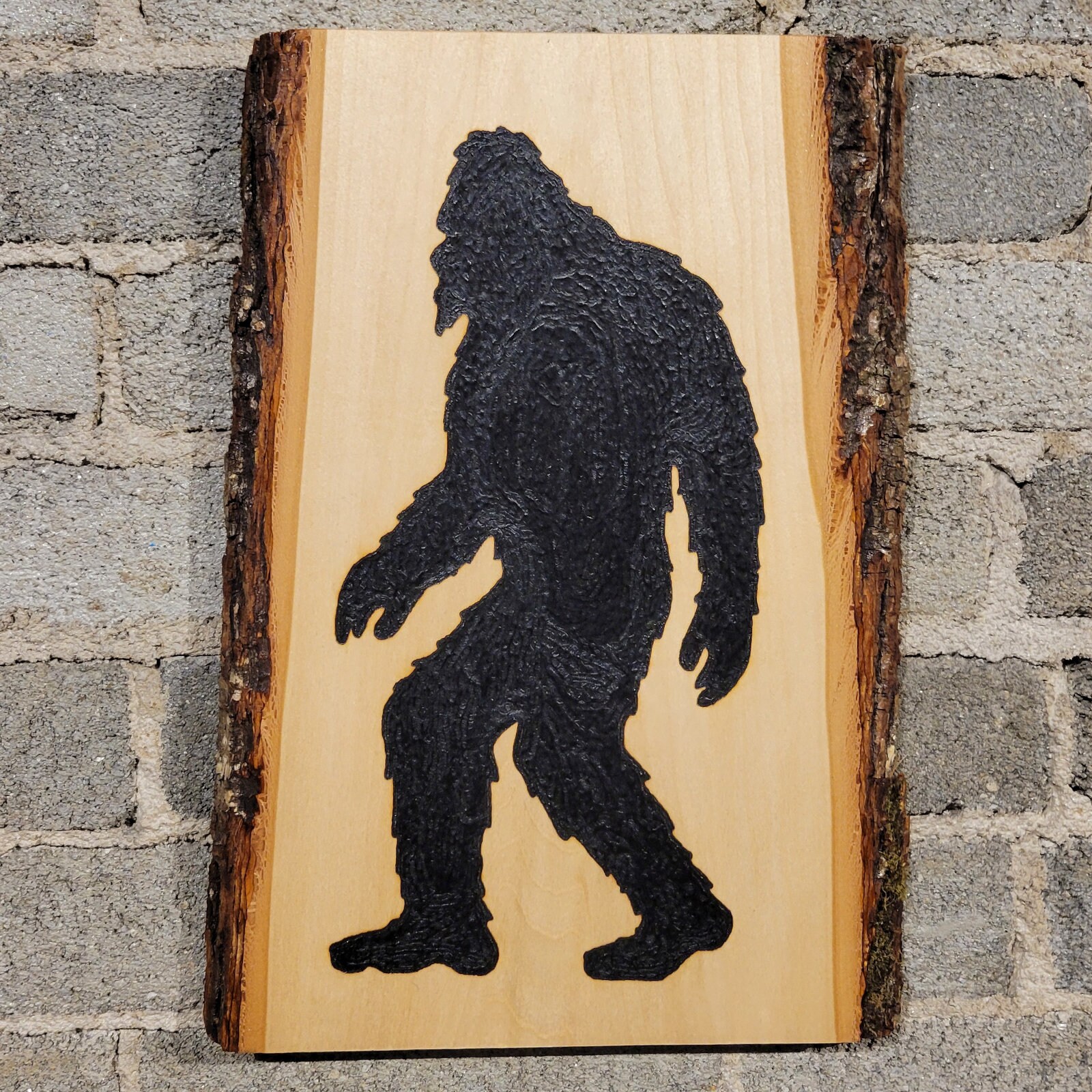 Bigfoot Solar Pyrography Rustic Plaque – Live Edge Sasquatch Wood Art ...