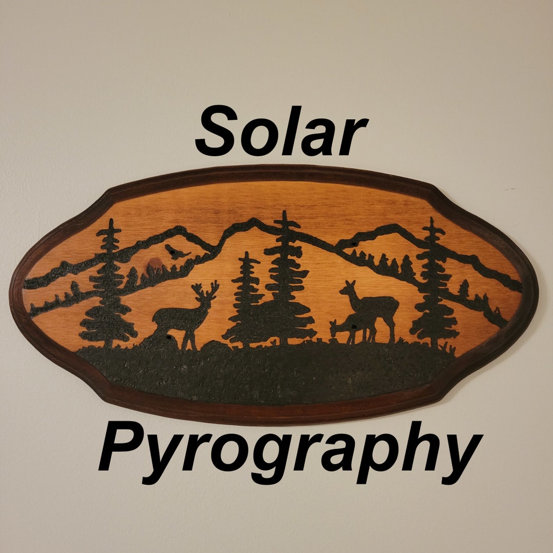 DEER MOUNTAIN Solar Wood Burning, Solar Pyrography, Rustic Decor, Deer ...