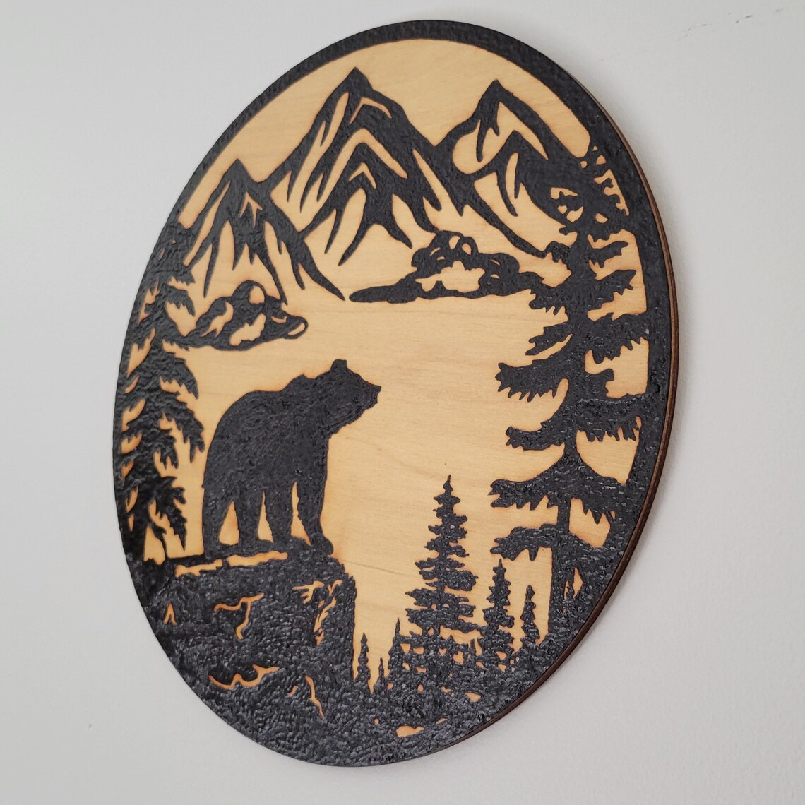 Bear on Cliff, Rustic Wall Hanging, Solar Wood Burning, Solar ...