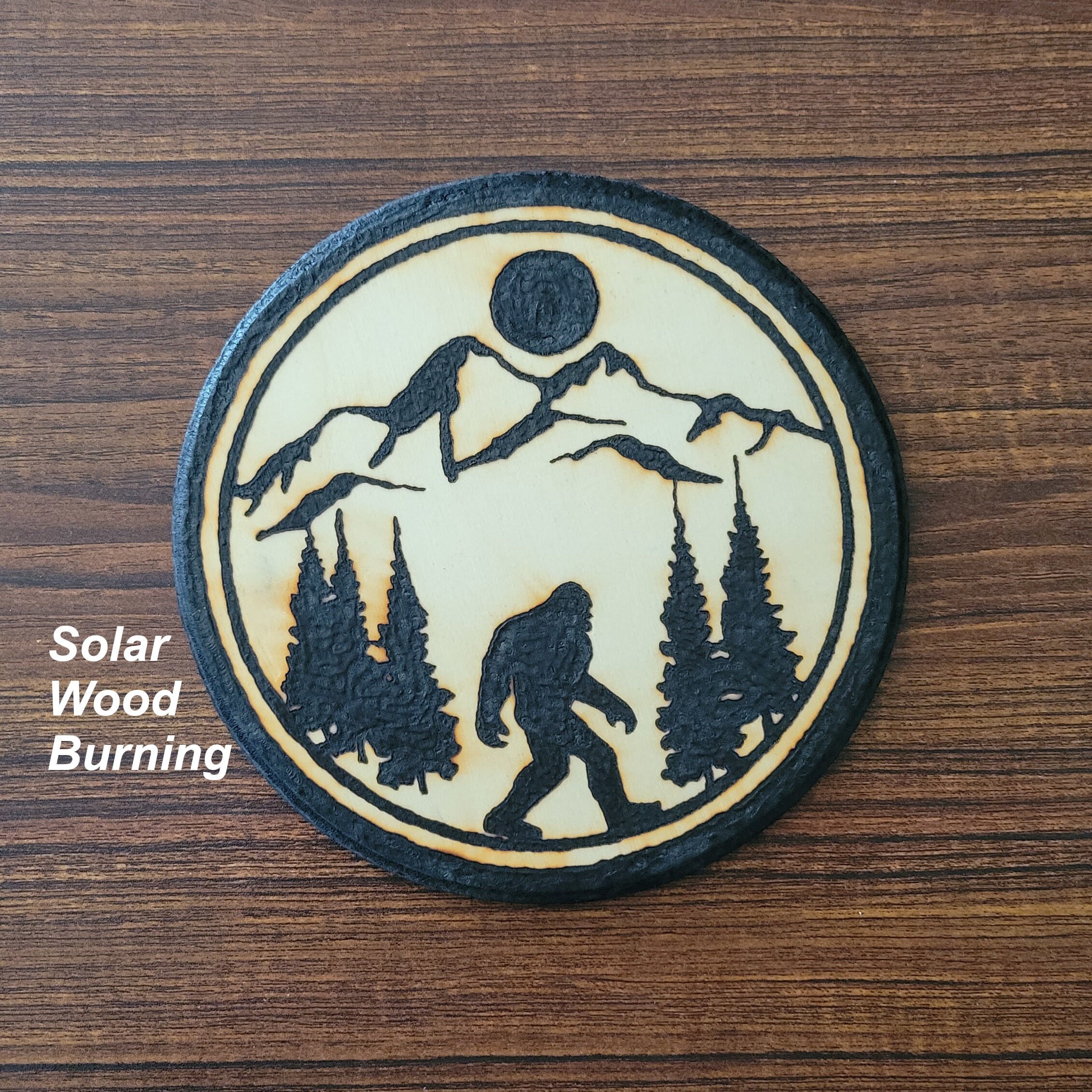 BIGFOOT Mountain Scene - Solar Wood Burning, Solar Pyrography, Rustic ...