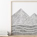 Black Abstract Mountain and Sea Print, Abstract Mountain Print ...