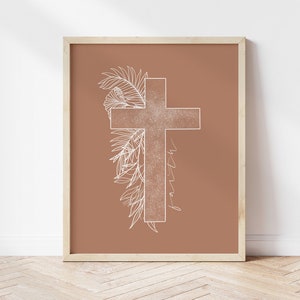 Botanical Cross Print, Cross Print, Cross Botanical Printable, Faith ...