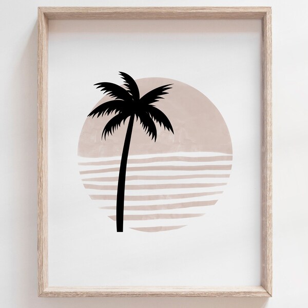 Abstract Boho Palm Print, Black Palm Tree Print, Boho Abstract Wall Art ...