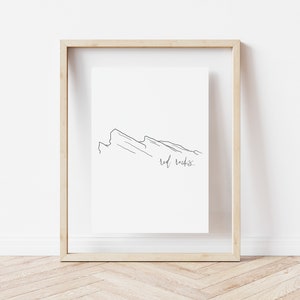 Red Rocks Print | Mountain Print | Minimal Wall Art | Minimal Mountain ...
