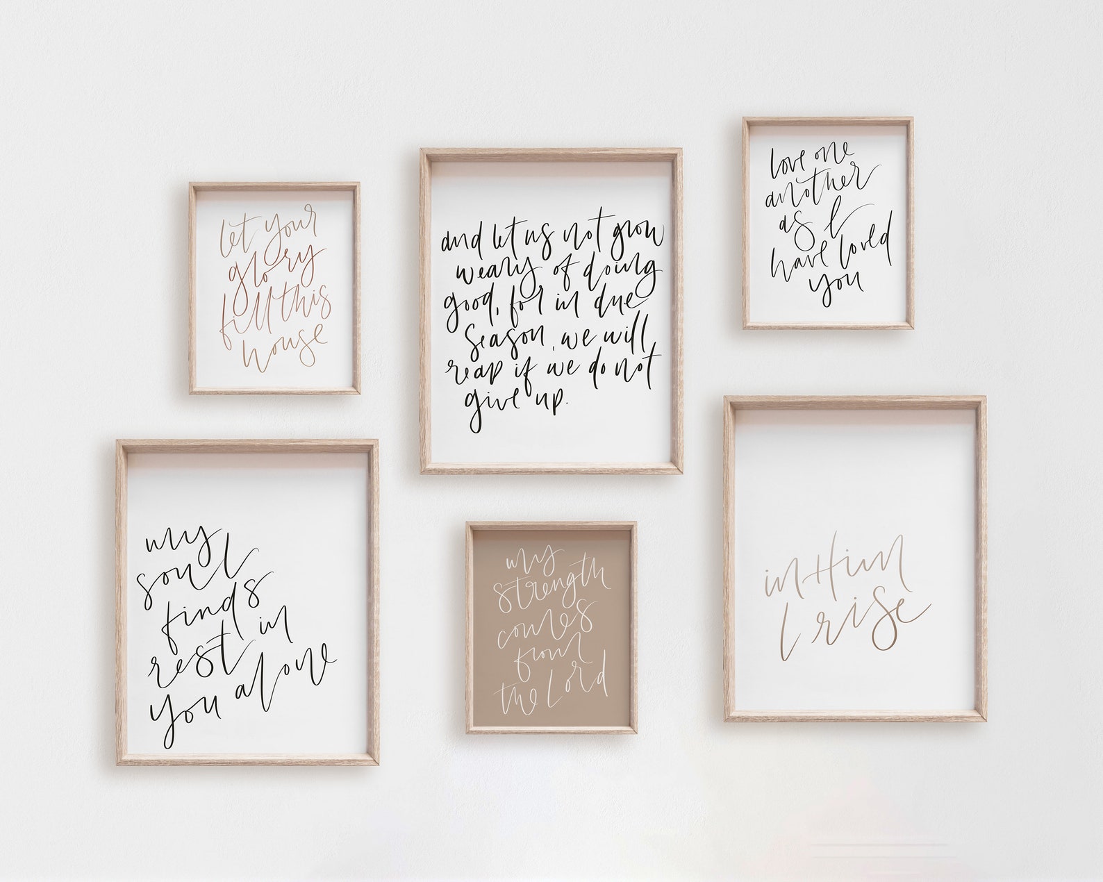 Hand Lettered Bible Verse Wall Art Set, Neutral Bible Verse Gallery ...