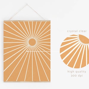 Yellow Sun Print, Abstract Sun Wall Art, Mid Century Modern Wall Art ...