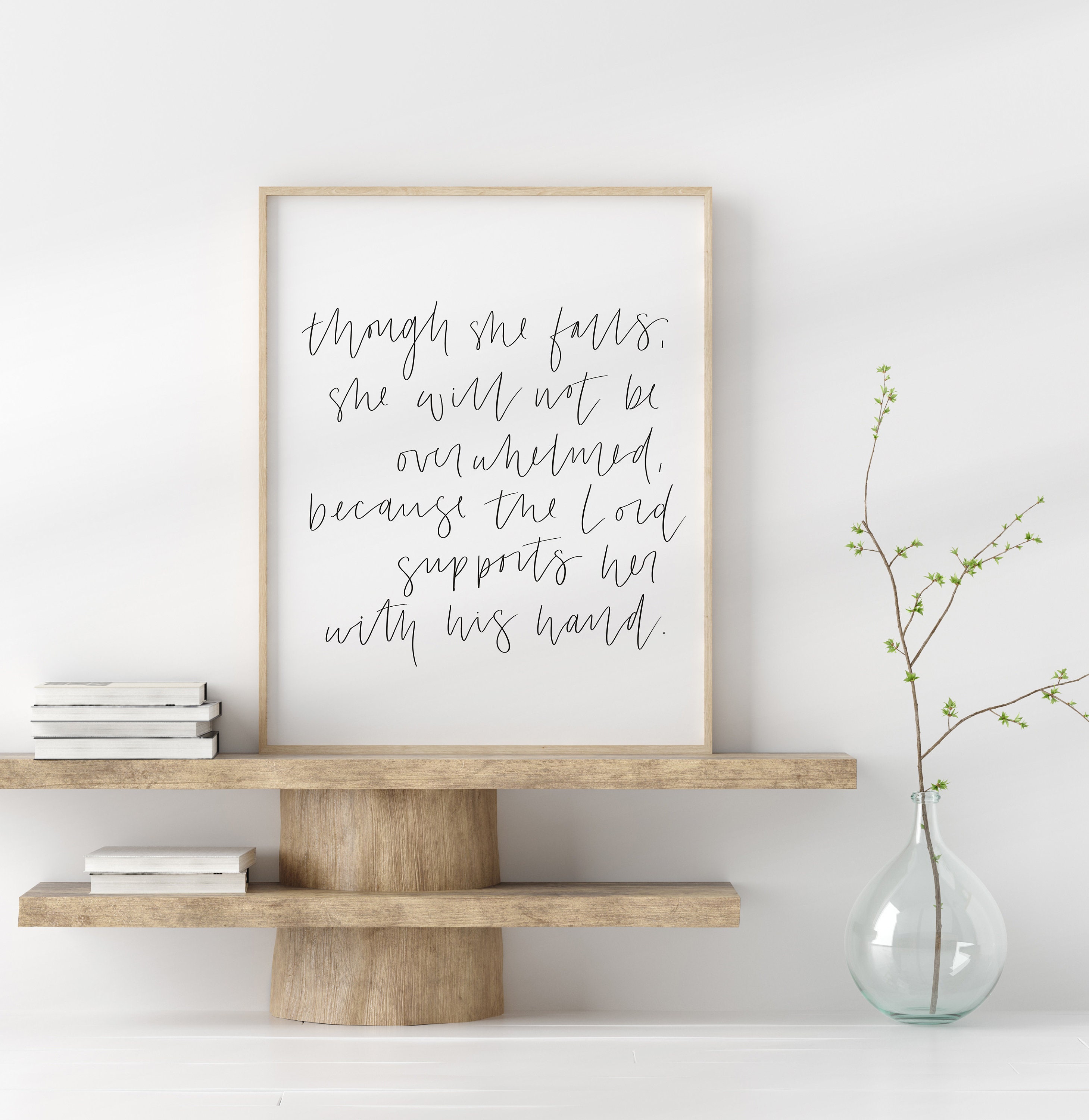 Psalm 37 24 Print, Psalms Poster, Bible Verse Poster for Her, Christian ...