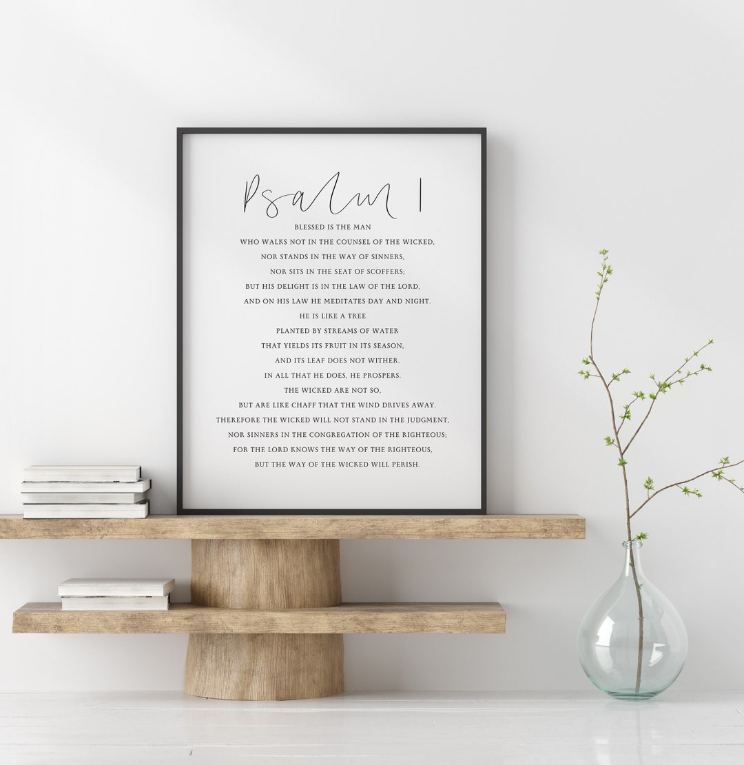 Psalm 1 Print, Psalm Poster, Christian Poster, Scripture Wall Art ...