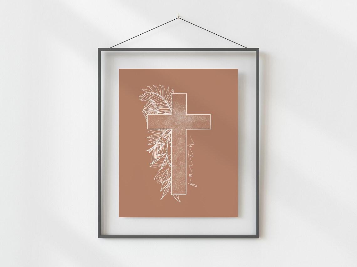 Botanical Cross Print, Cross Print, Cross Botanical Printable, Faith ...